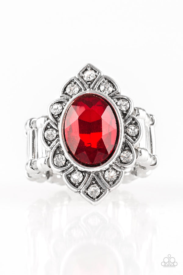 POWER BEHIND THE THRONE - RED OVAL RUBY RHINESTONE RING – Bee's Bling Bash