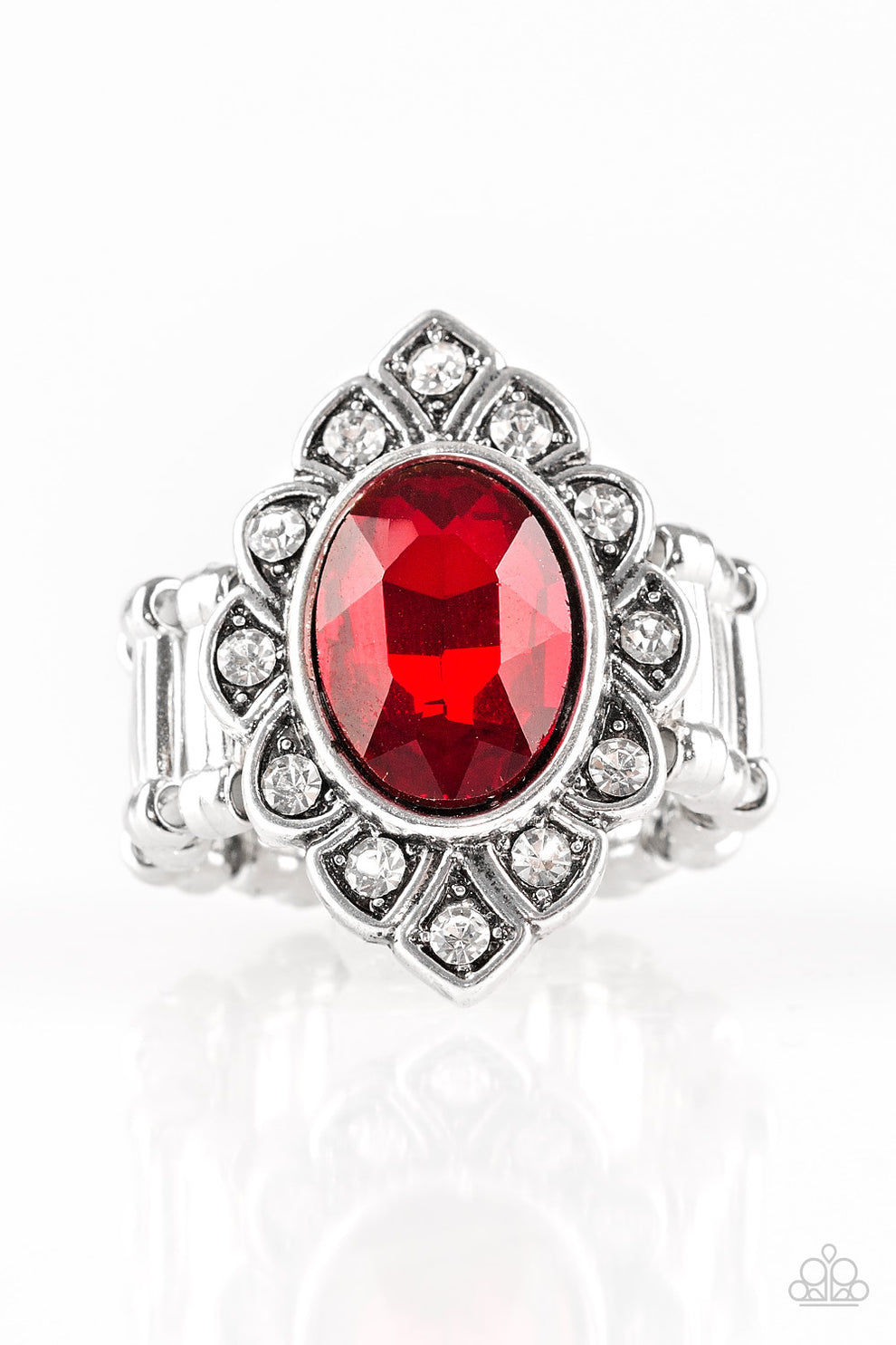 POWER BEHIND THE THRONE - RED OVAL RUBY RHINESTONE RING – Bee's Bling Bash