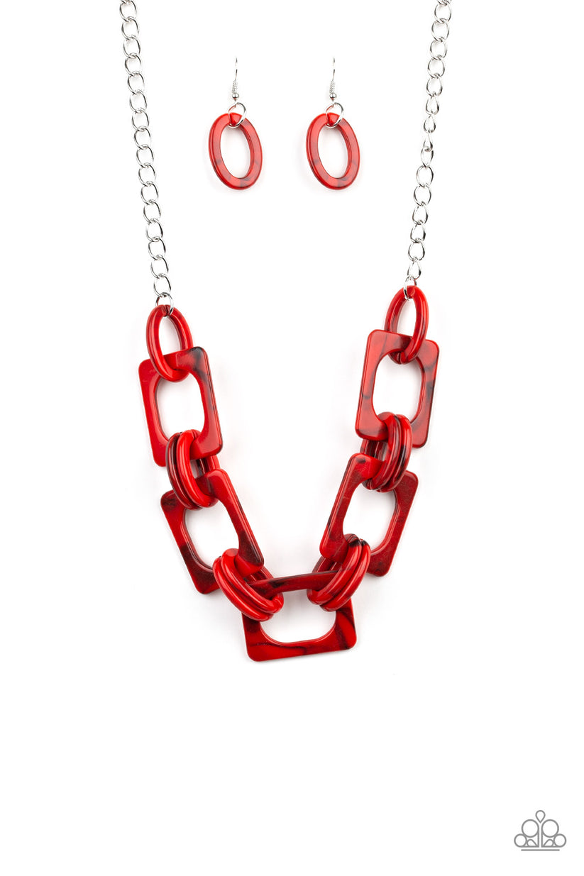 PAPARAZZI SIZZLE SIZZLE - RED ACRYLIC NECKLACE – Bee's Bling Bash